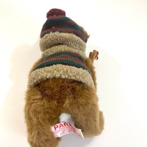 Vintage Russ Bear Parka Alpine Lodge Holding Skis and Poles Small Bear ...