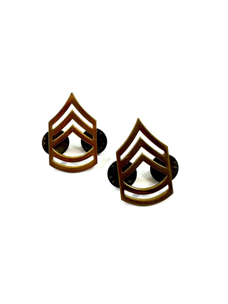 Vintage U.S. Army Sergeant First Class (E7) Gold Pin on Rank Insignia ...