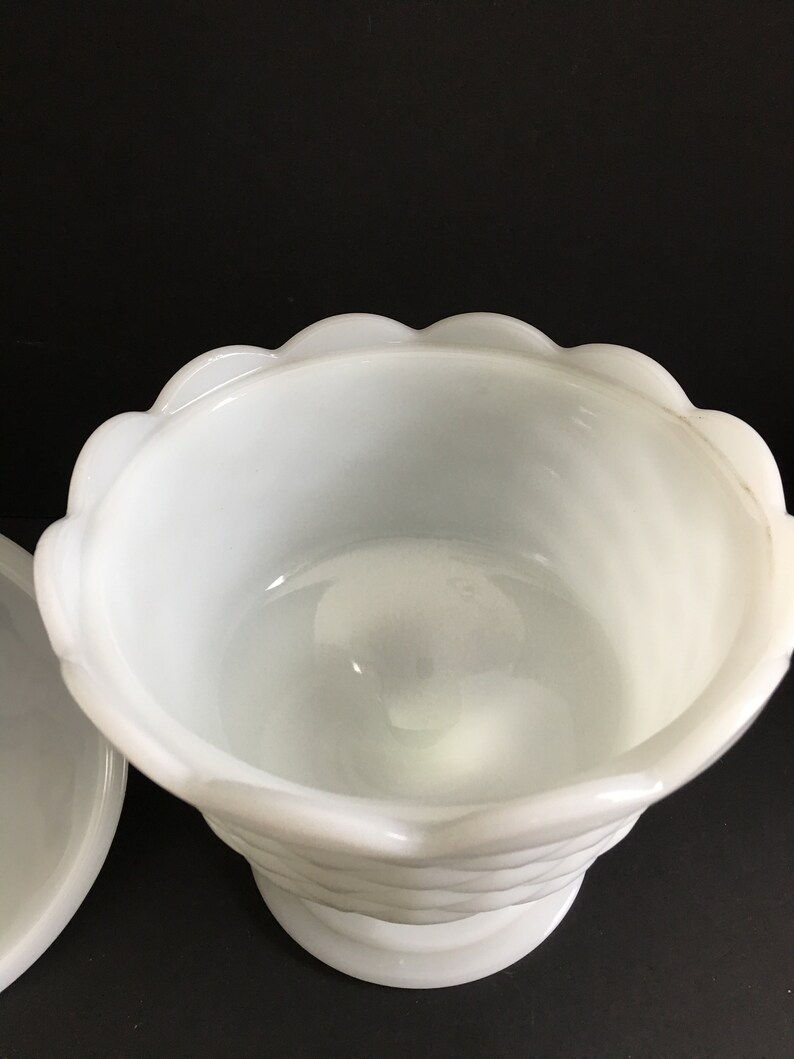Vintage Milk Glass Covered Dish Quilted Diamond Pattern - Etsy