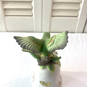 Vintage M. Bernini Porcelain Bell Green Bird and Pink Flower Seymour ...