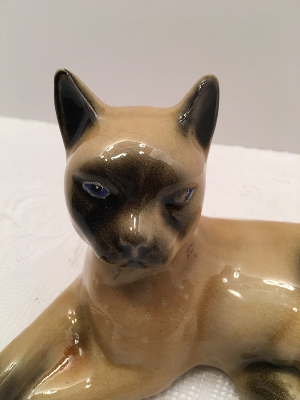 Vintage Brazil Cat Figurine Golden Tan Siamese Blue Eyes - Etsy