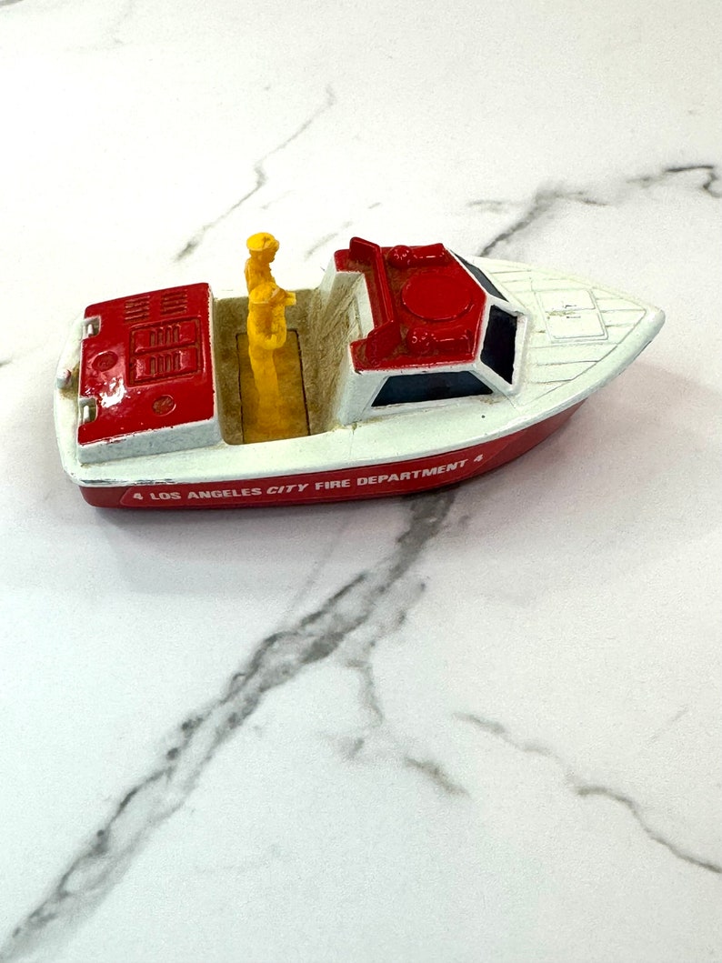 Vintage Matchbox Superfast Police Launch Red and White Boat With Yellow ...