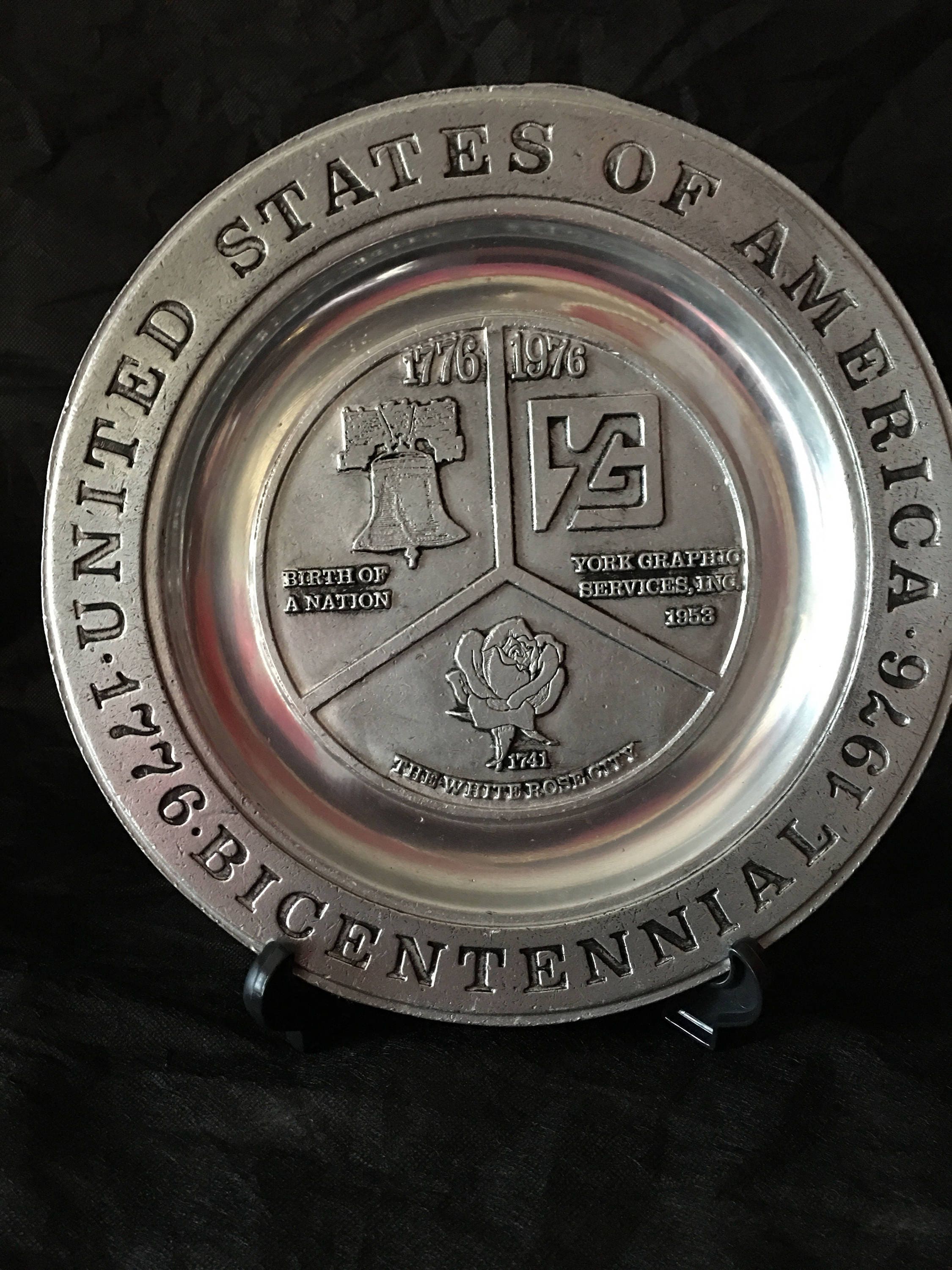 United States of America Bicentennial Plate ~1776 - 1976 ~ Pewter ...