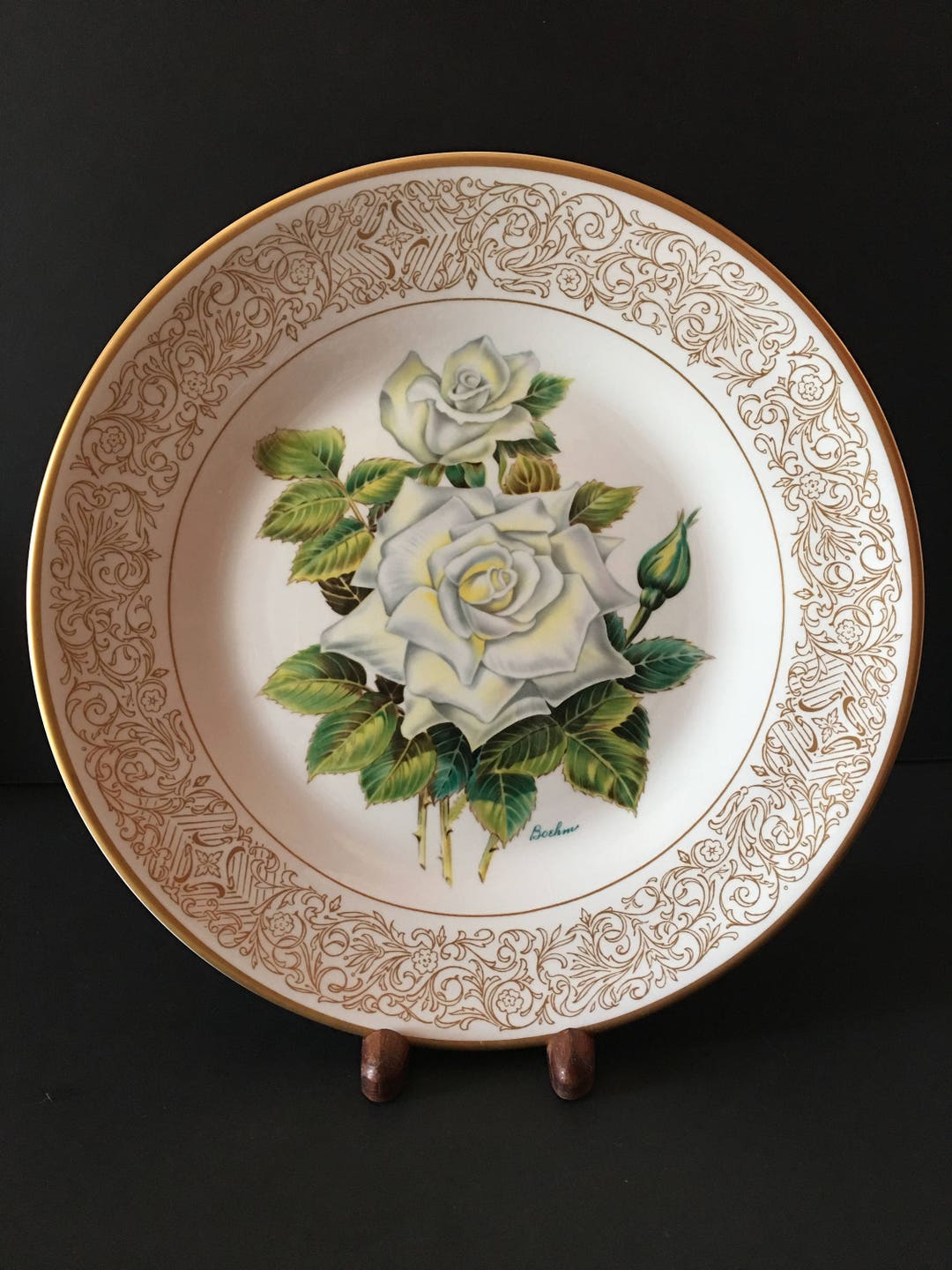 Edward Marshall Boehm Rose Plate Collection ~ the White Masterpiece ...