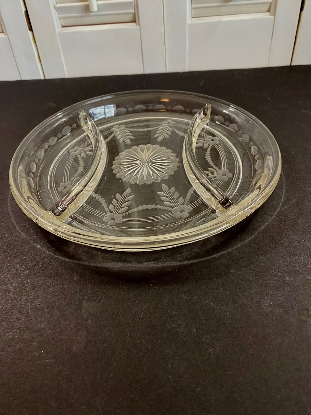 Vintage Crystal Divided Dish ~ Relish Dish ~ Serving Dish ~ Appetizer ...
