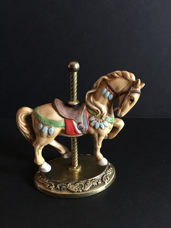 Porcelain Horse Figurine Carousel Horse Galloping Horse | Etsy
