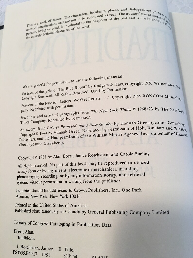 Vintage Book Traditions Alan Ebert First Edition - Etsy