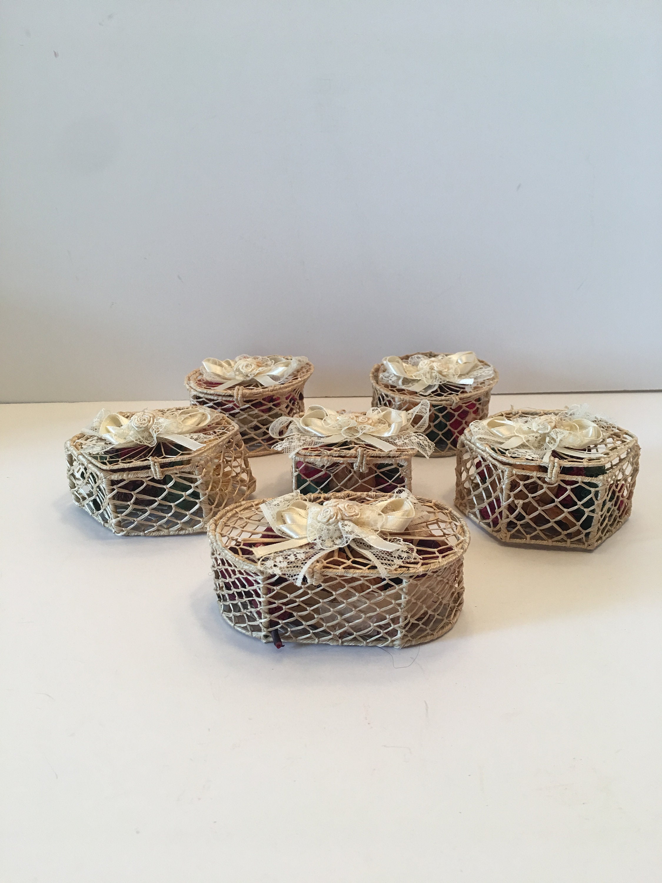 Small Baskets Set of Six String Basket Party Favor | Etsy