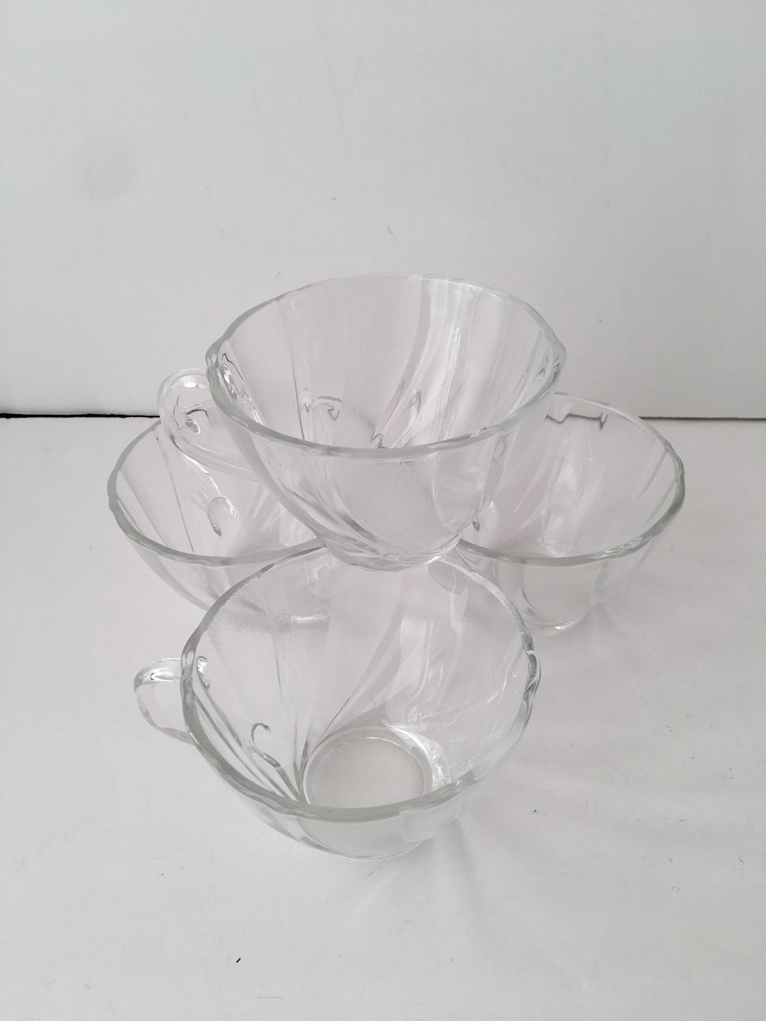 Vintage Arcoroc France Glass Cups ~ Frosted and Clear Panels ~ Set of ...