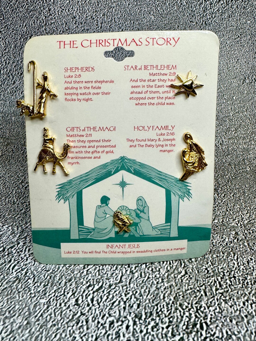 Vintage the Christmas Story ~ Set of Five Small Gold Tone Lapel Pins on ...