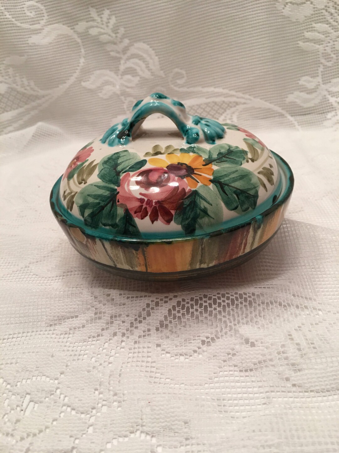 Italian Ceramic Box With Floral Design ~ Dresser or Vanity Box ~ Italy ...