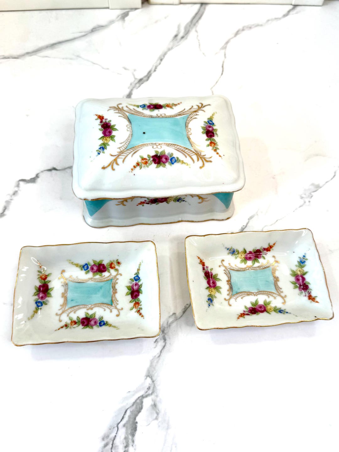 Vintage Cigarette Box and Ashtray Set ~ Cigarette Box With Two Personal ...