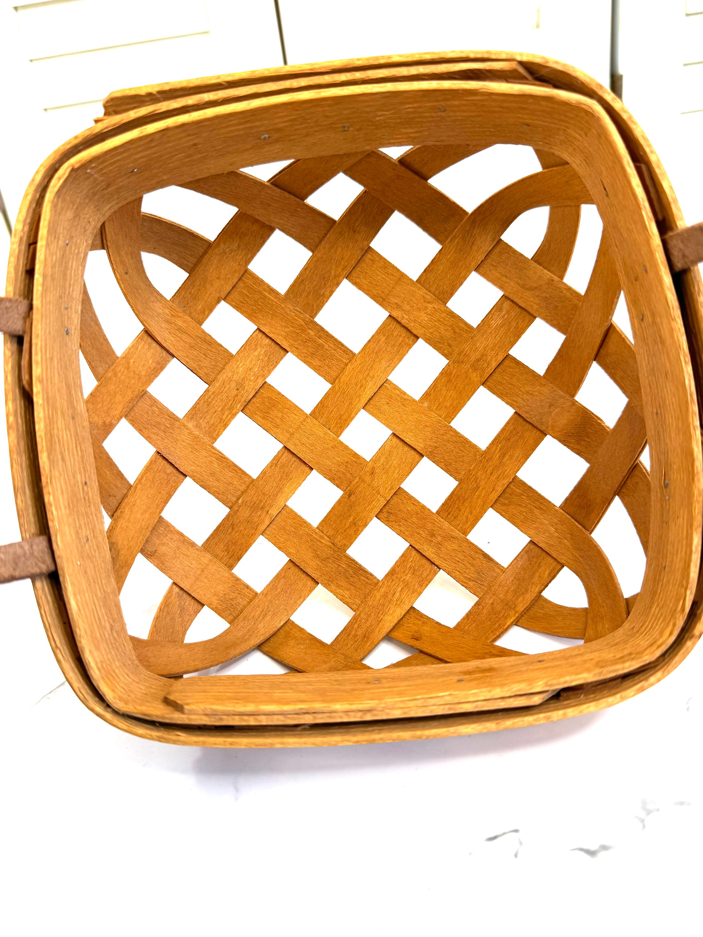Vintage Workshop of Gerald Henn Open Weave Basket W/handles ~ 6” Square ...