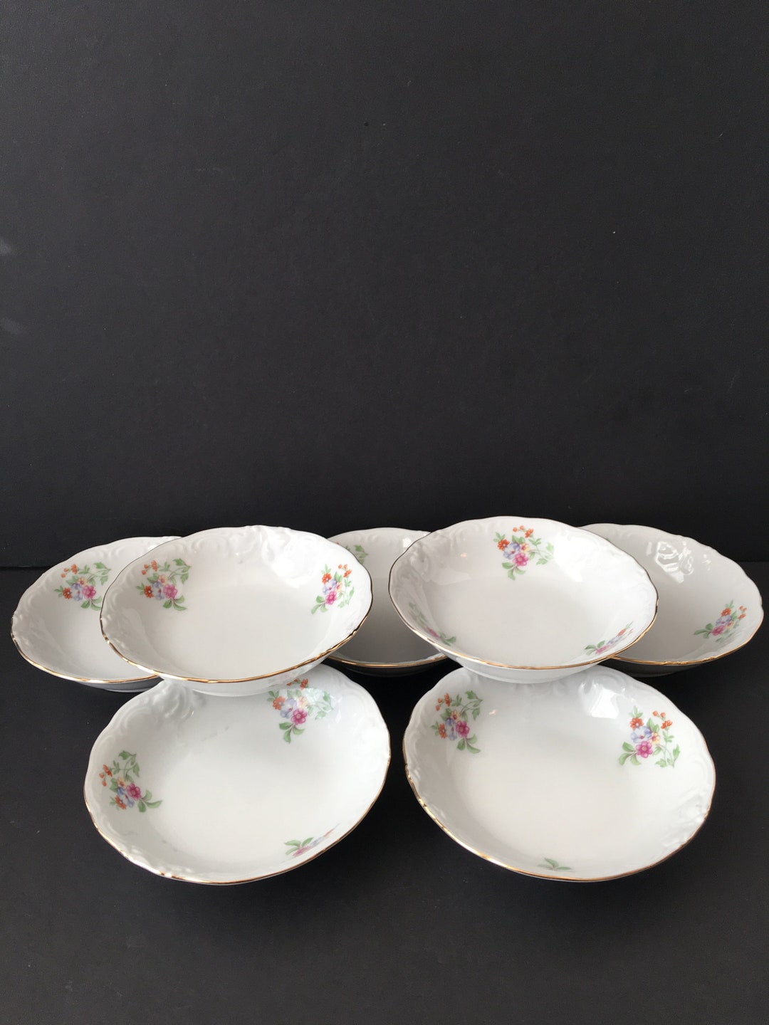Royal Kent Collection Poland ~ Set of 7 Small Bowls ~ White Blue Pink ...