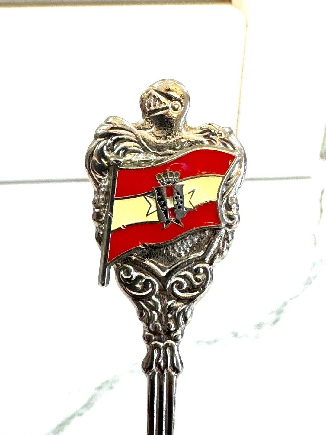 Vintage Red Stripe Flag on Handle Souvenir Spoon ~ Crest in Middle of ...