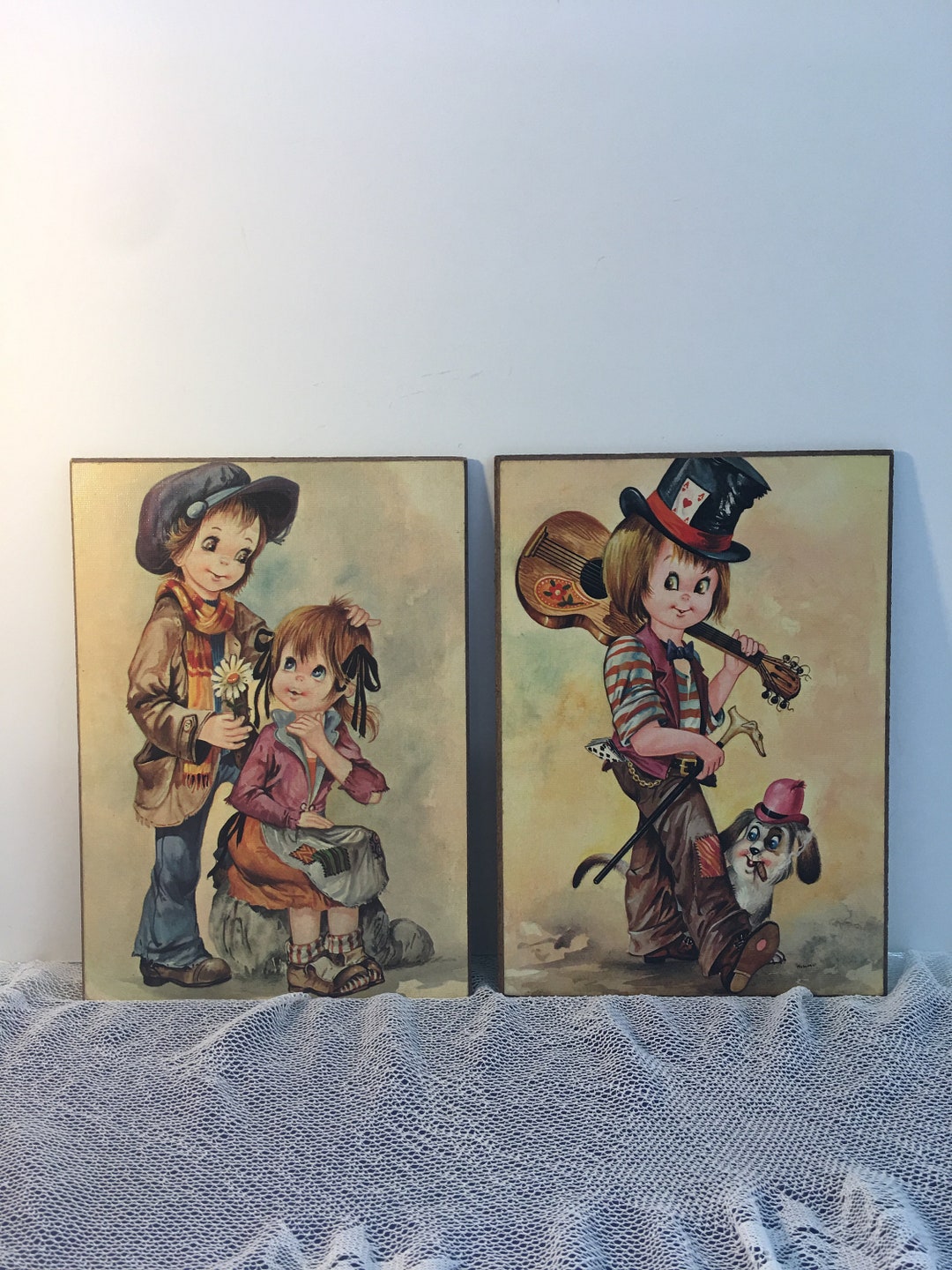 Vintage Italian Pictures ~ Mossimo ~ Big Eyes ~ Wall Art ~ Set of Two ...