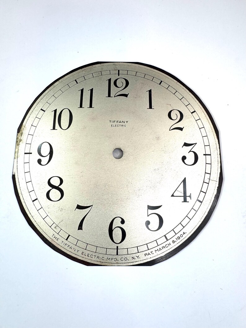 Vintage Tiffany Electric Clock Face Dial ~ Metal Clock Face Disc ~ Wall ...