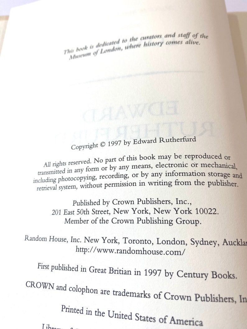 Vintage Book ~ London ~ Edward Rutherford ~ 1997 ~ Hardcover W/dust ...