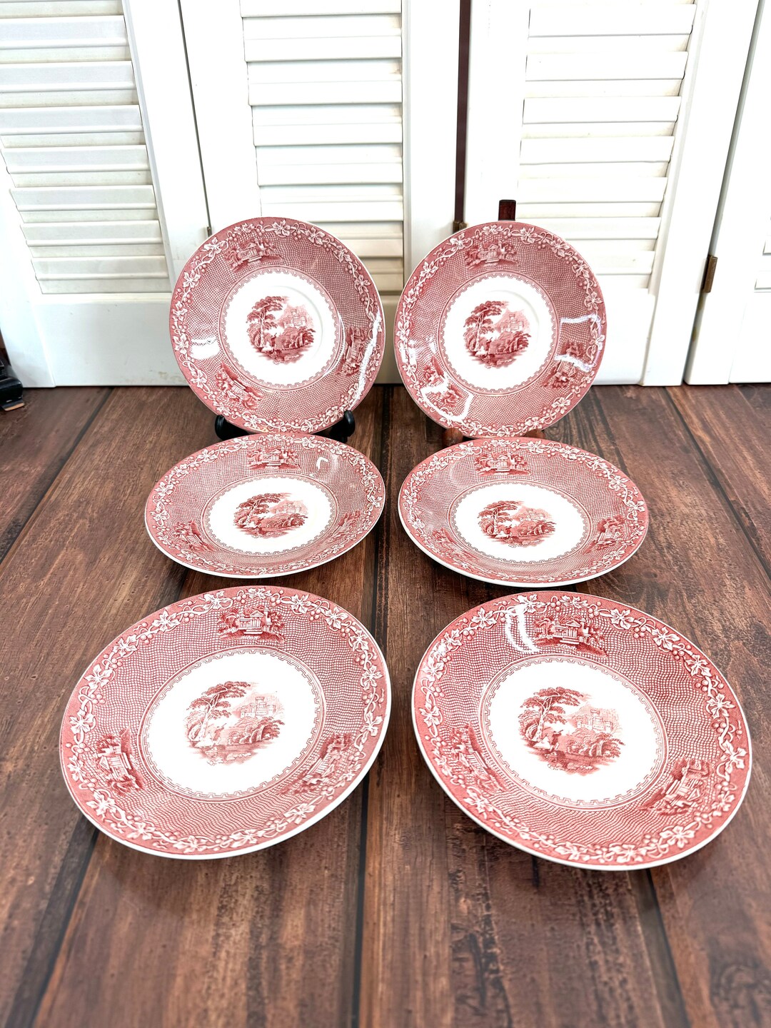 Vintage Royal Staffordshire Jenny Lind Pink Saucer Plates ~ Set of 6 ...