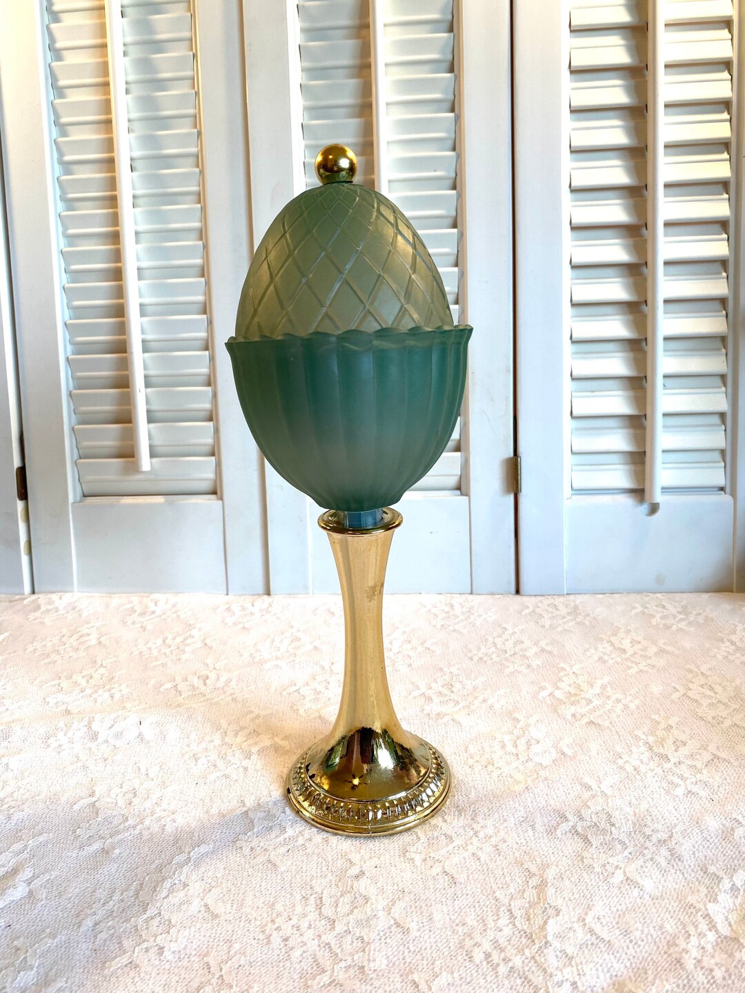 Vintage Avon Regence Perfumed Candle and Egg Decanter ~ Egg on Pedestal ...