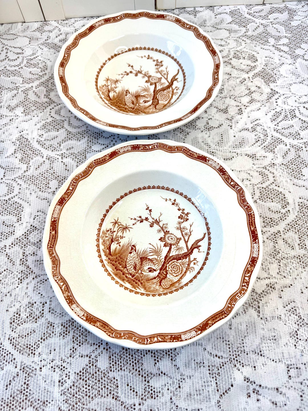 Antique Furnivals Quail 1913 Bowls/shallow Soup Bowls ~ Set of 2 ...