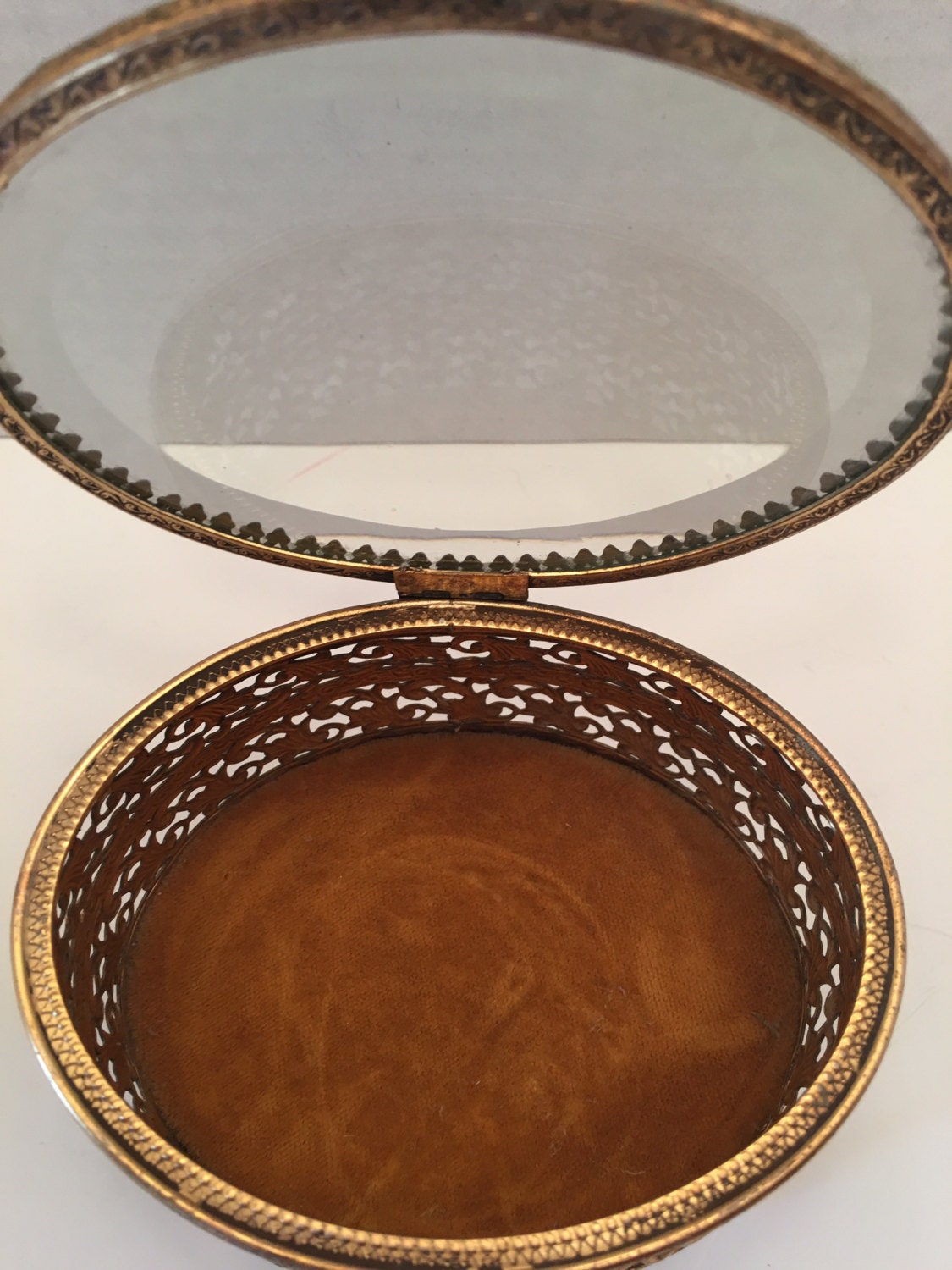 Antique Ormolu Jewelry Casket Filigree Design Hinged Glass - Etsy