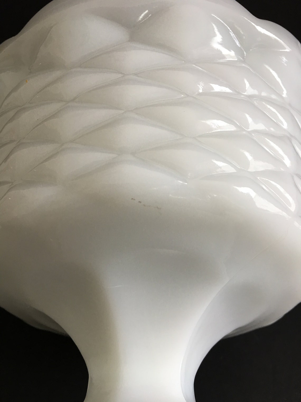 Vintage Milk Glass Covered Dish ~ Quilted Diamond Pattern ~ Scalloped ...