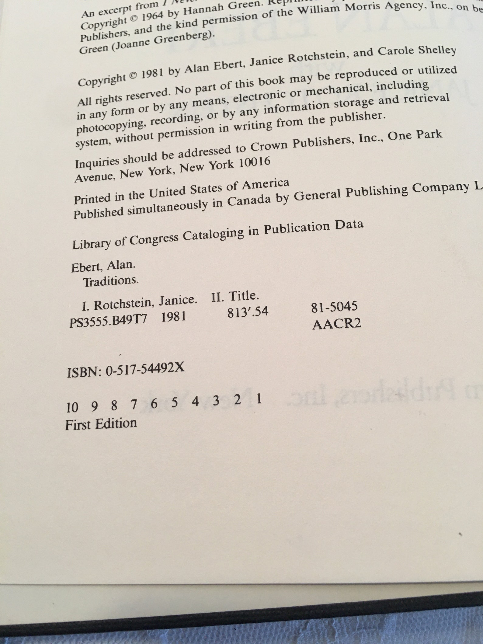 Vintage Book Traditions Alan Ebert First Edition - Etsy