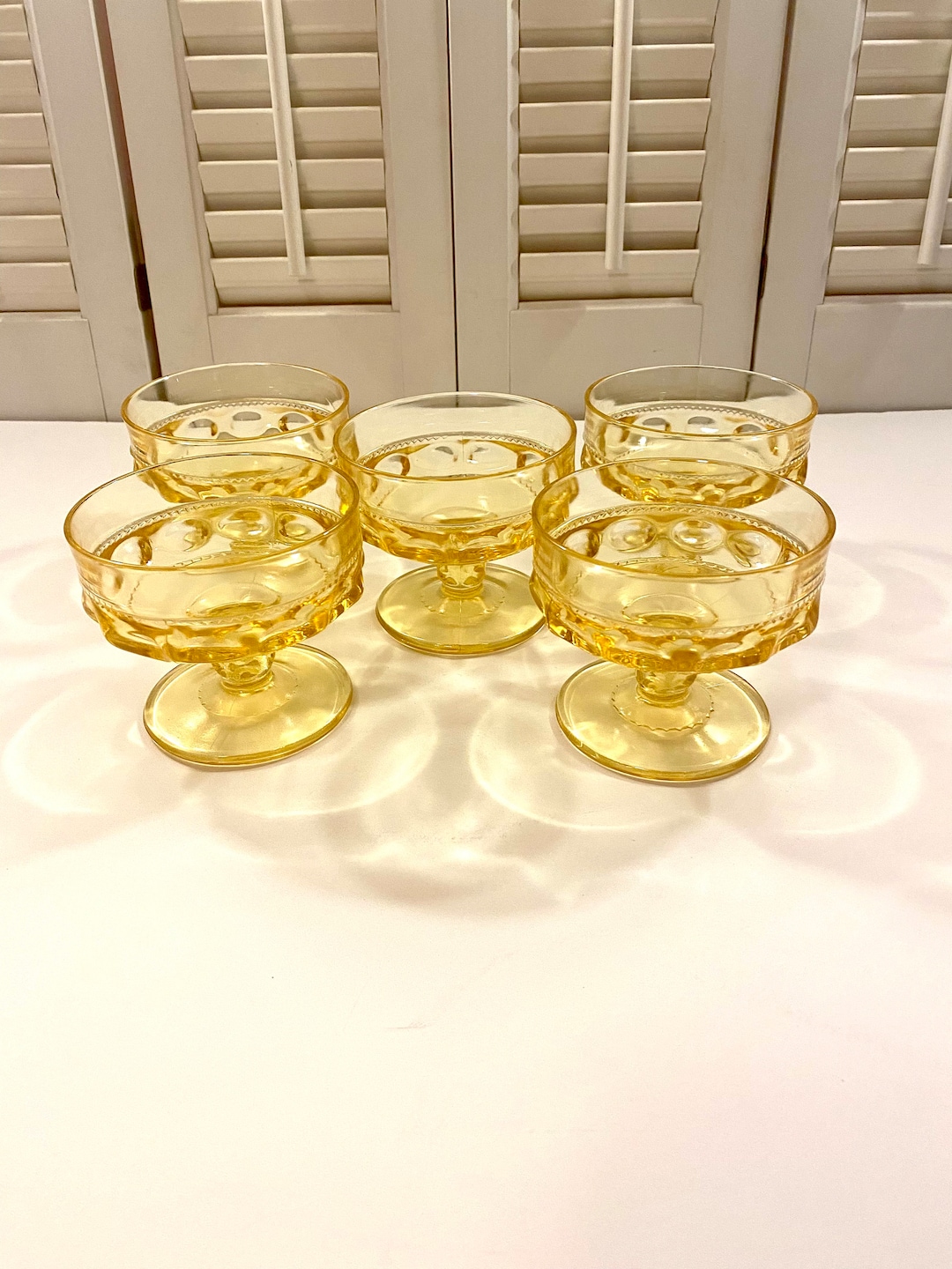 Vintage Tiffin Franciscan Antique Thumbprint Golden Banana Yellow ...