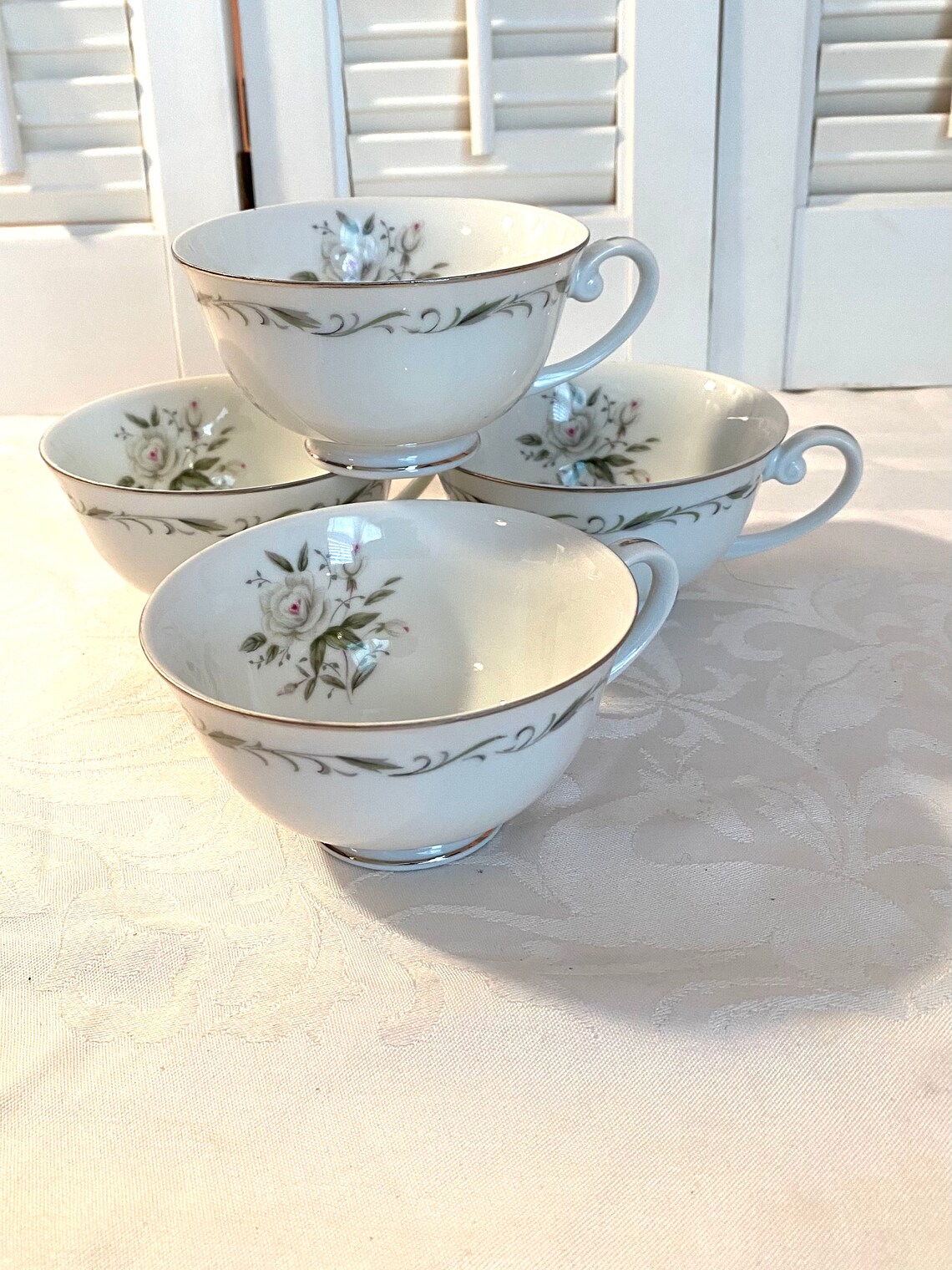 Vintage Diamond China Cups Set of Four Romance Pattern | Etsy