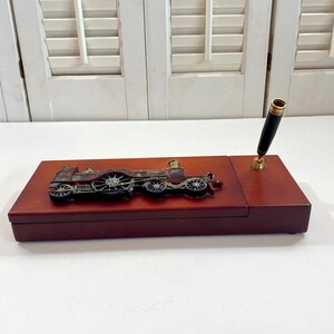 Vintage Desk Organizer Pen Holder Train Motif Central - Etsy