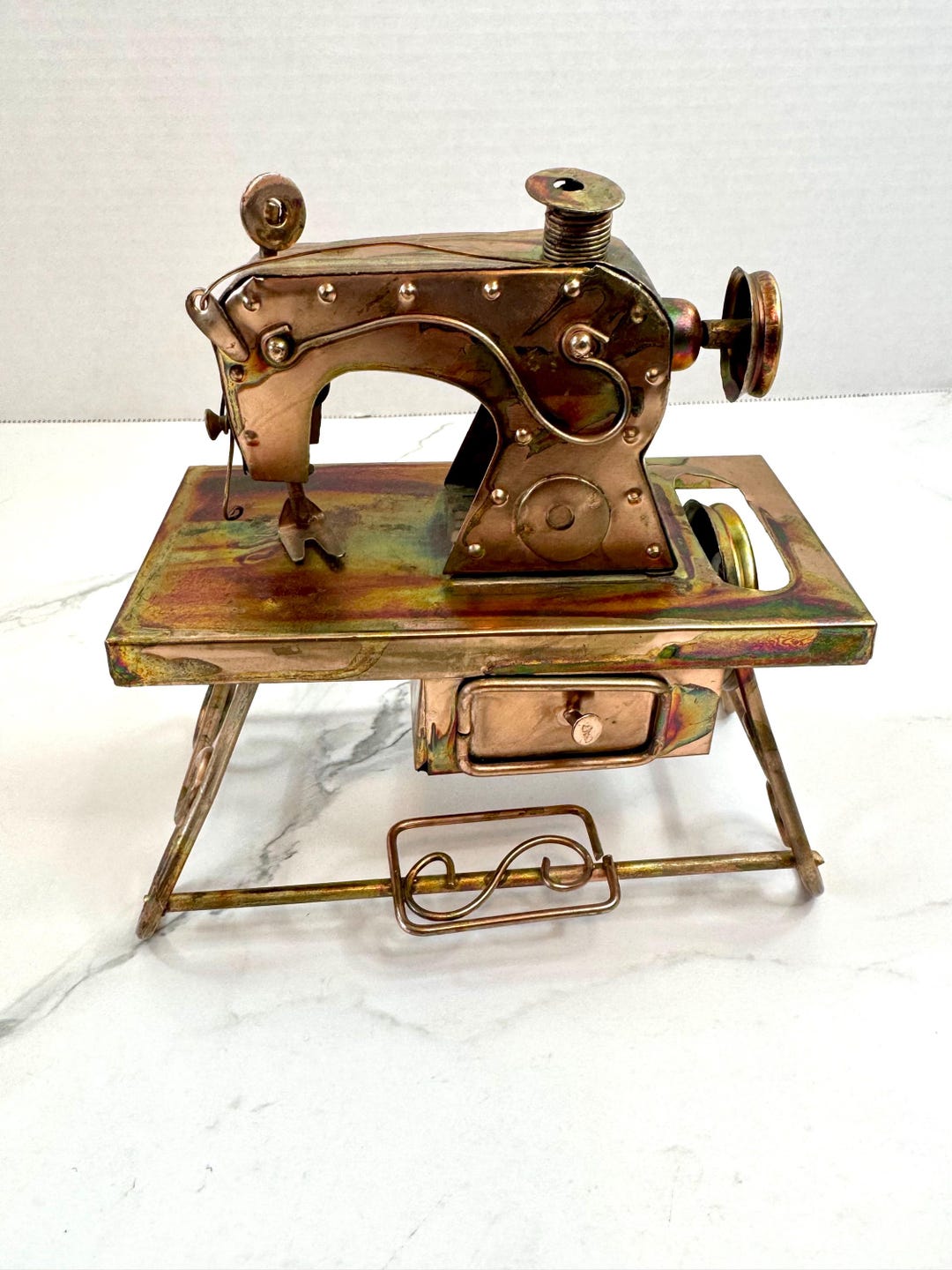 Vintage Copper Sewing Machine Music Box ~ Copper Art ~ *plays Music ...