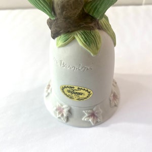 Vintage M. Bernini Porcelain Bell Green Bird and Pink Flower Seymour ...
