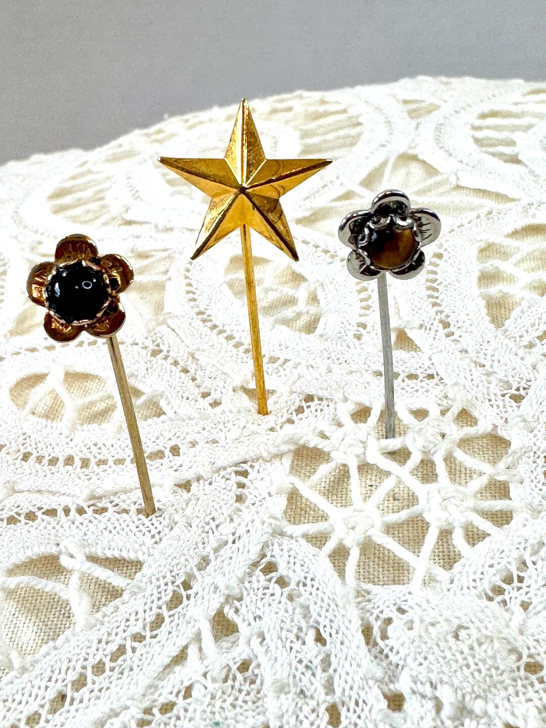 Vintage Hat Pins/stick Pins/lapel Pins ~ Set of Three ~ Star Design ...
