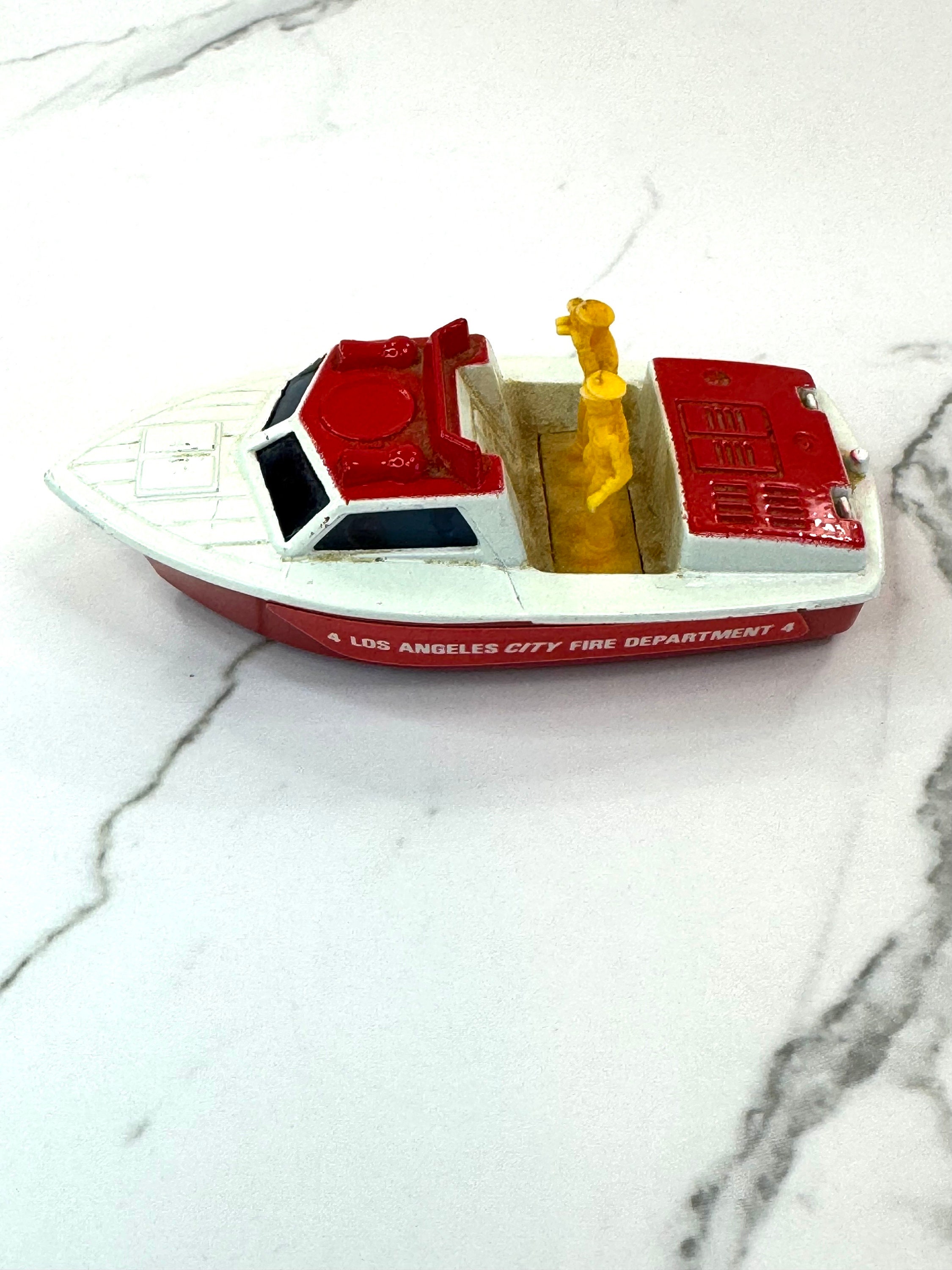 Vintage Matchbox Superfast Police Launch Red and White Boat With Yellow ...