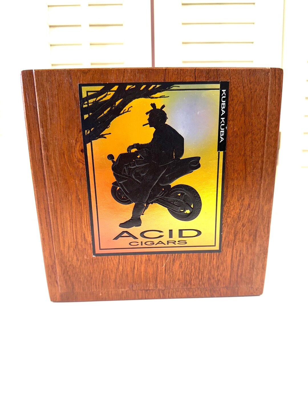 Vintage Acid Cigars Wooden Cigar Box ~ Lift up Lid ~ Empty Cigar Box 4 ...