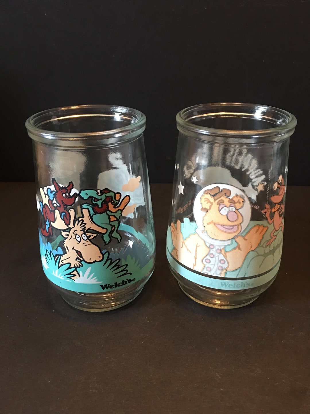 Vintage Welchs Juice Glasses: Two Glasses Muppets in Space Fozzie Bear ...