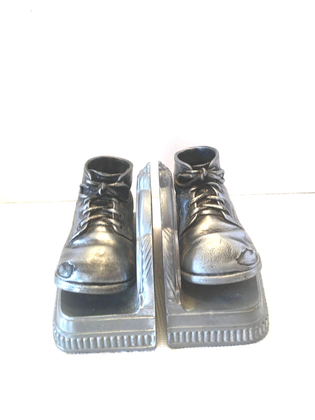 Bronzed Baby Shoe Bookends ~ Pewter Gray ~ Baby Shoe Bookends ~ Set of ...