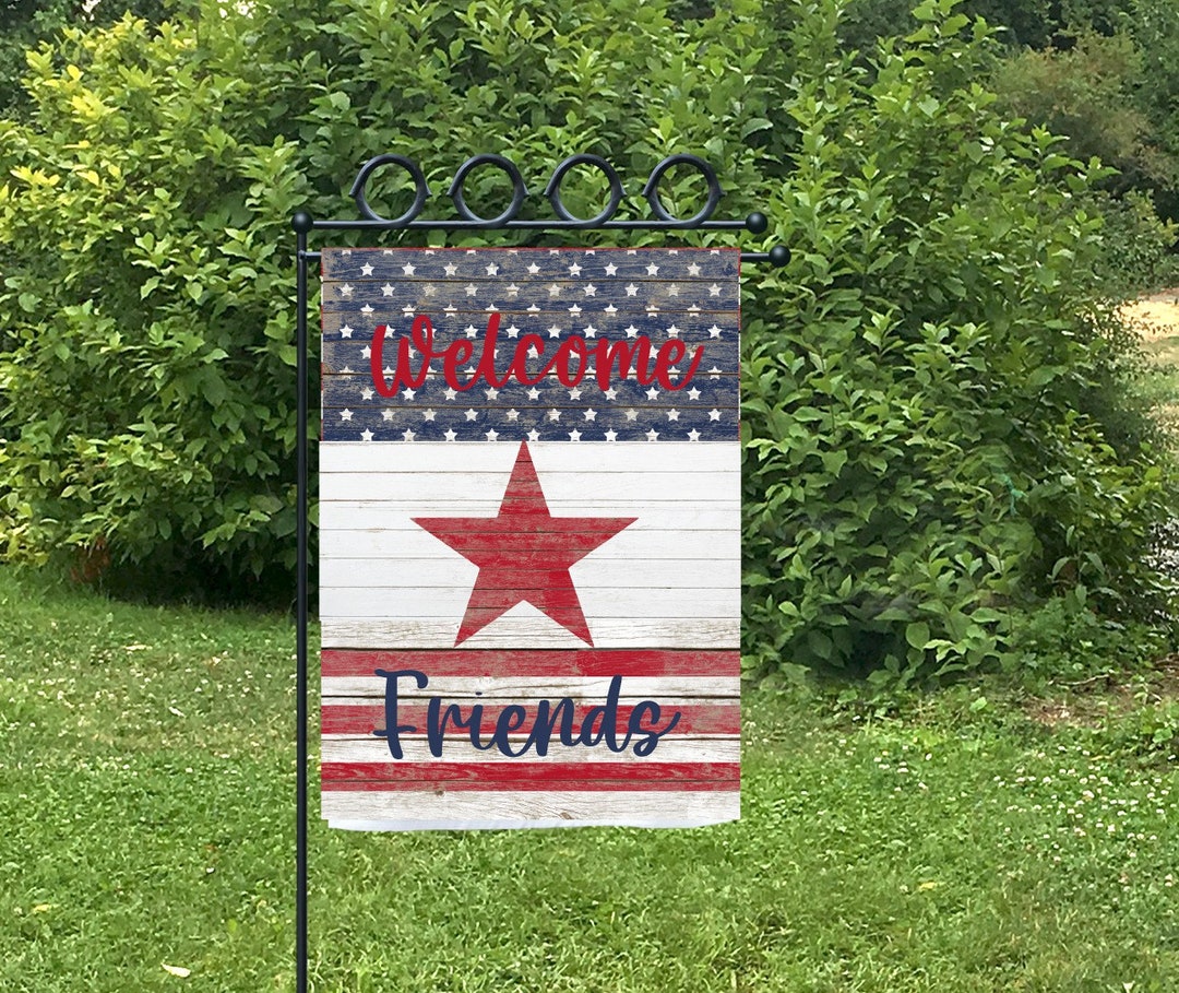Military Yard Flag, Welcome Flag, Personalized Garden Flag, Rustic Flag ...