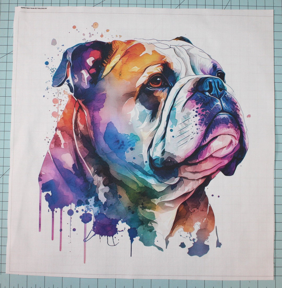 Bulldog 100% Cotton Fabric Panel Block | Small Sewing Quilting Square ...
