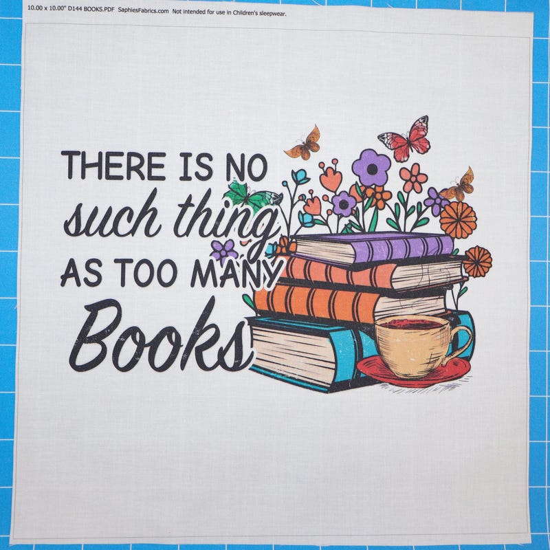 Book Theme Fabric Panel - Etsy