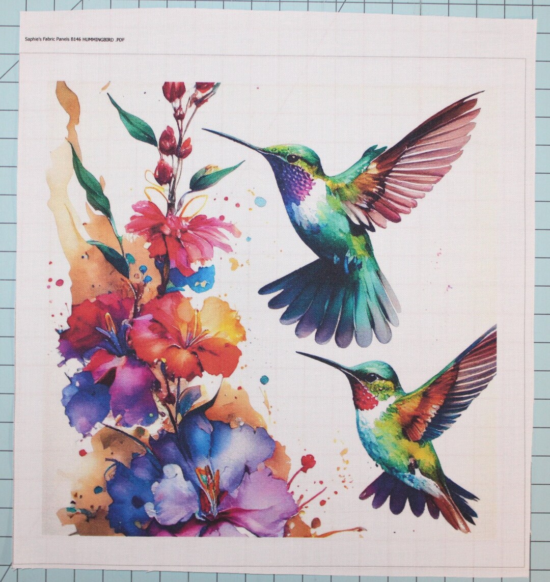 Hummingbirds 100% Cotton Fabric Panel Block Small Sewing Quilting ...
