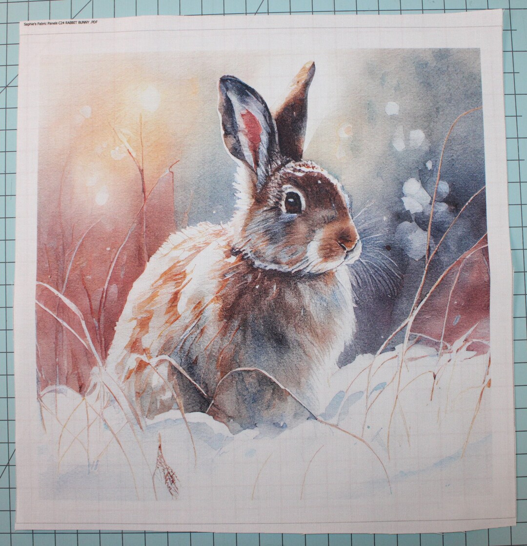 Winter Rabbit 100% Cotton Fabric Panel Block Small Sewing Quilting ...