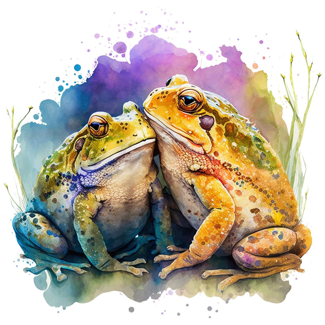 Watercolor Toads 100% Cotton Small Fabric Panel Square - Etsy