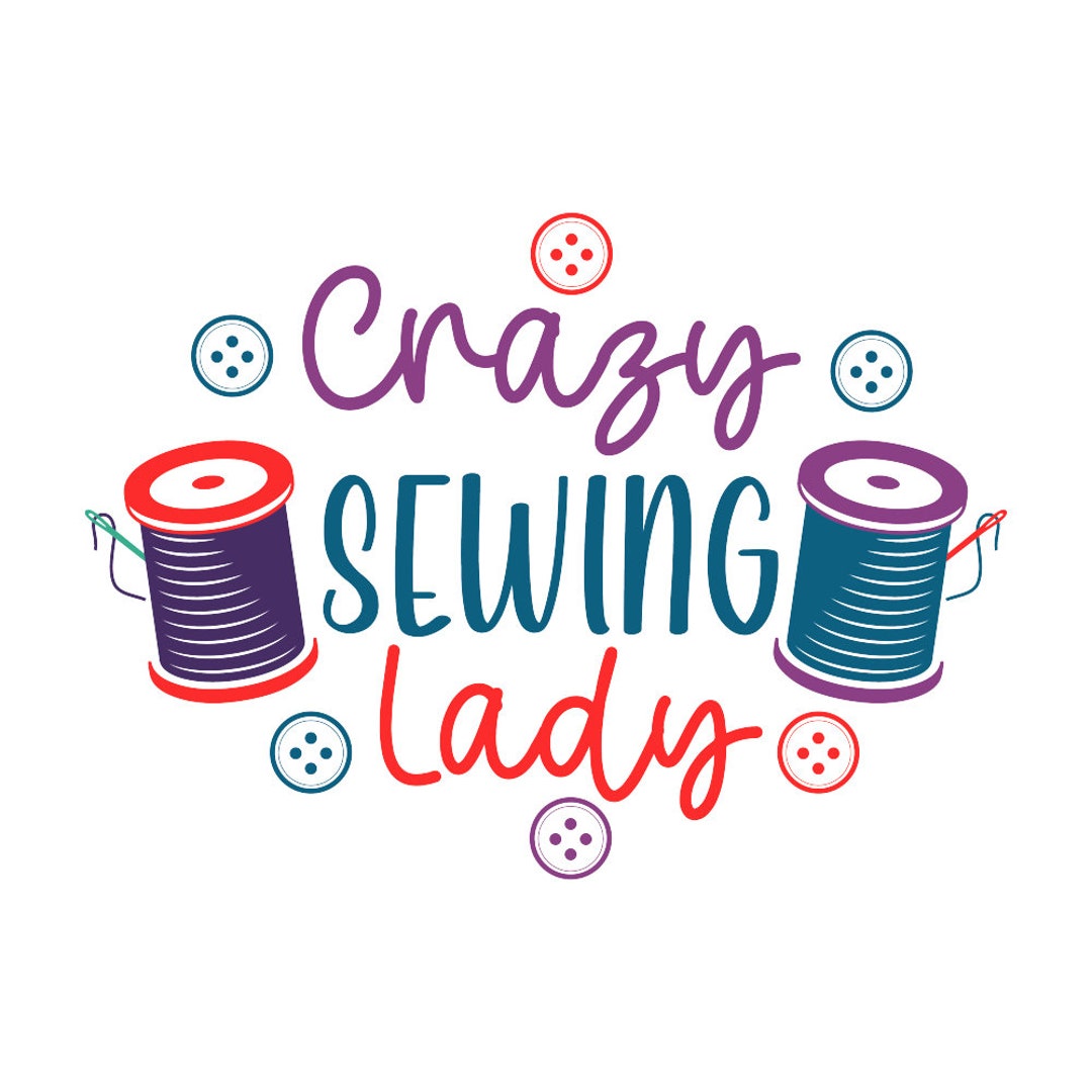 Fabric Panel Crazy Sewing Lady 100% Cotton Fabric Panel Square Small ...