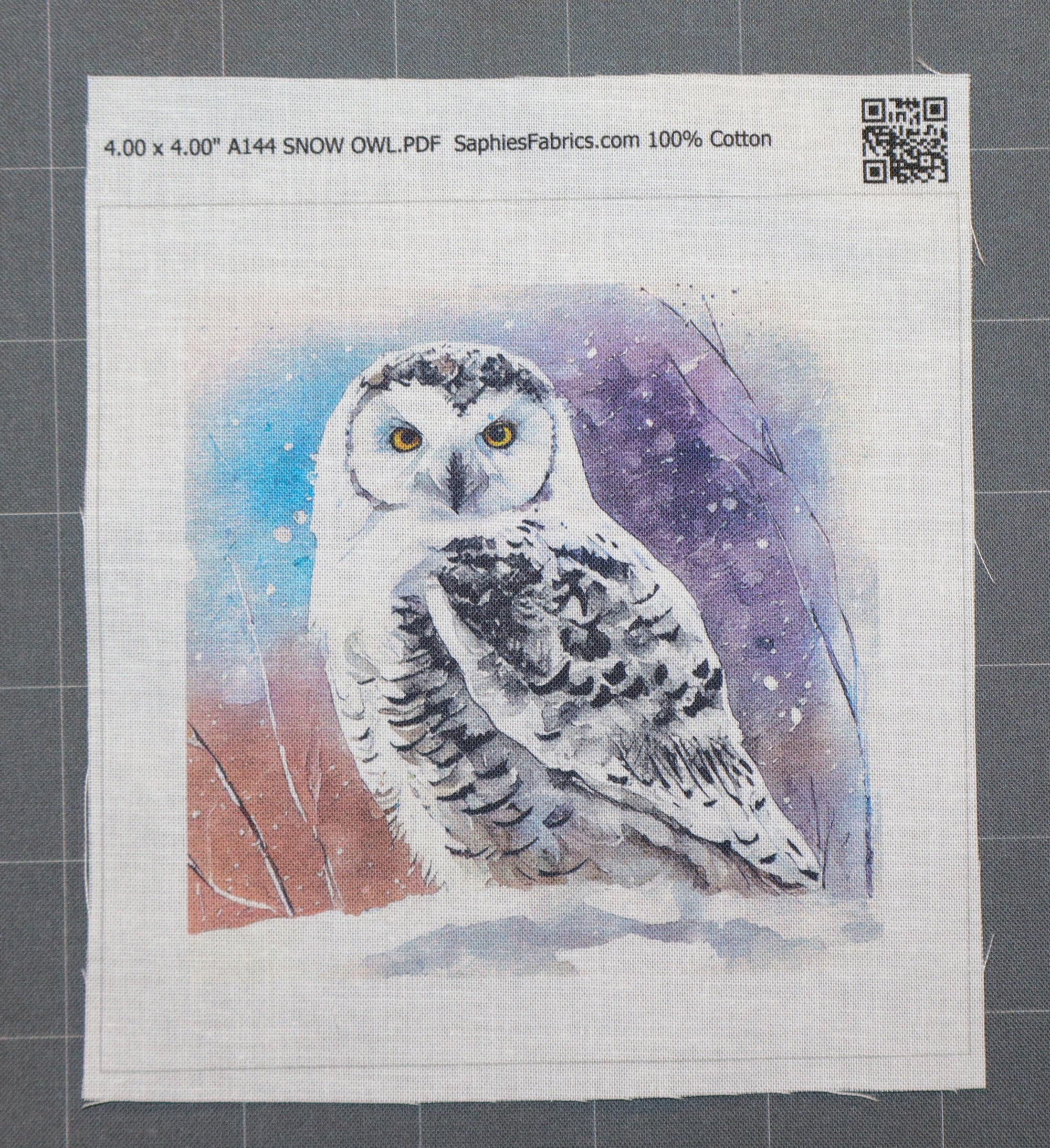 Snow Owl 100% Cotton Fabric Panel Block Quilt Square A144 - Etsy