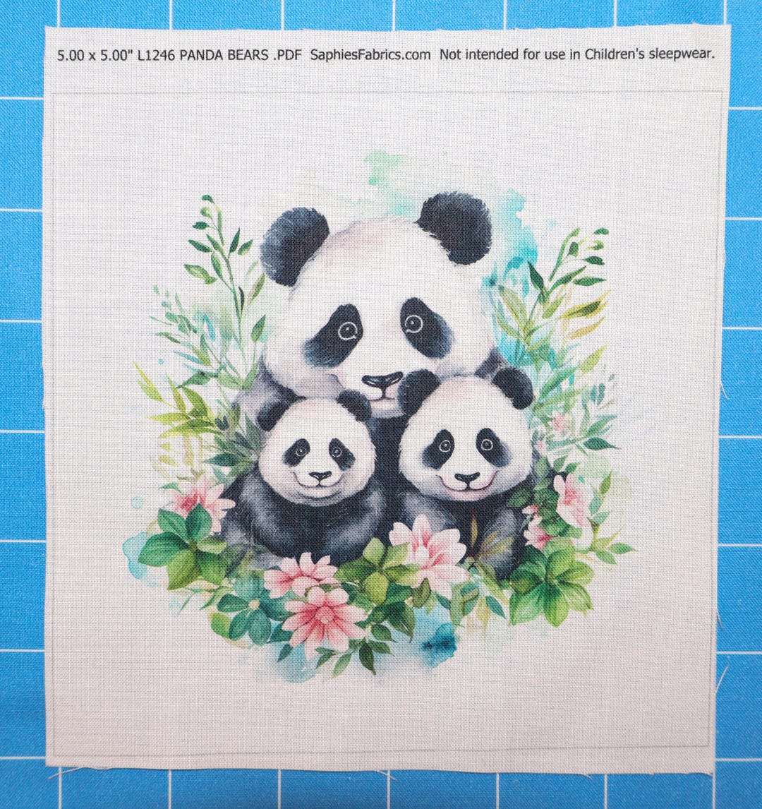 Panda Bears 100% Cotton Fabric Panel Block | Small Sewing Quilting ...