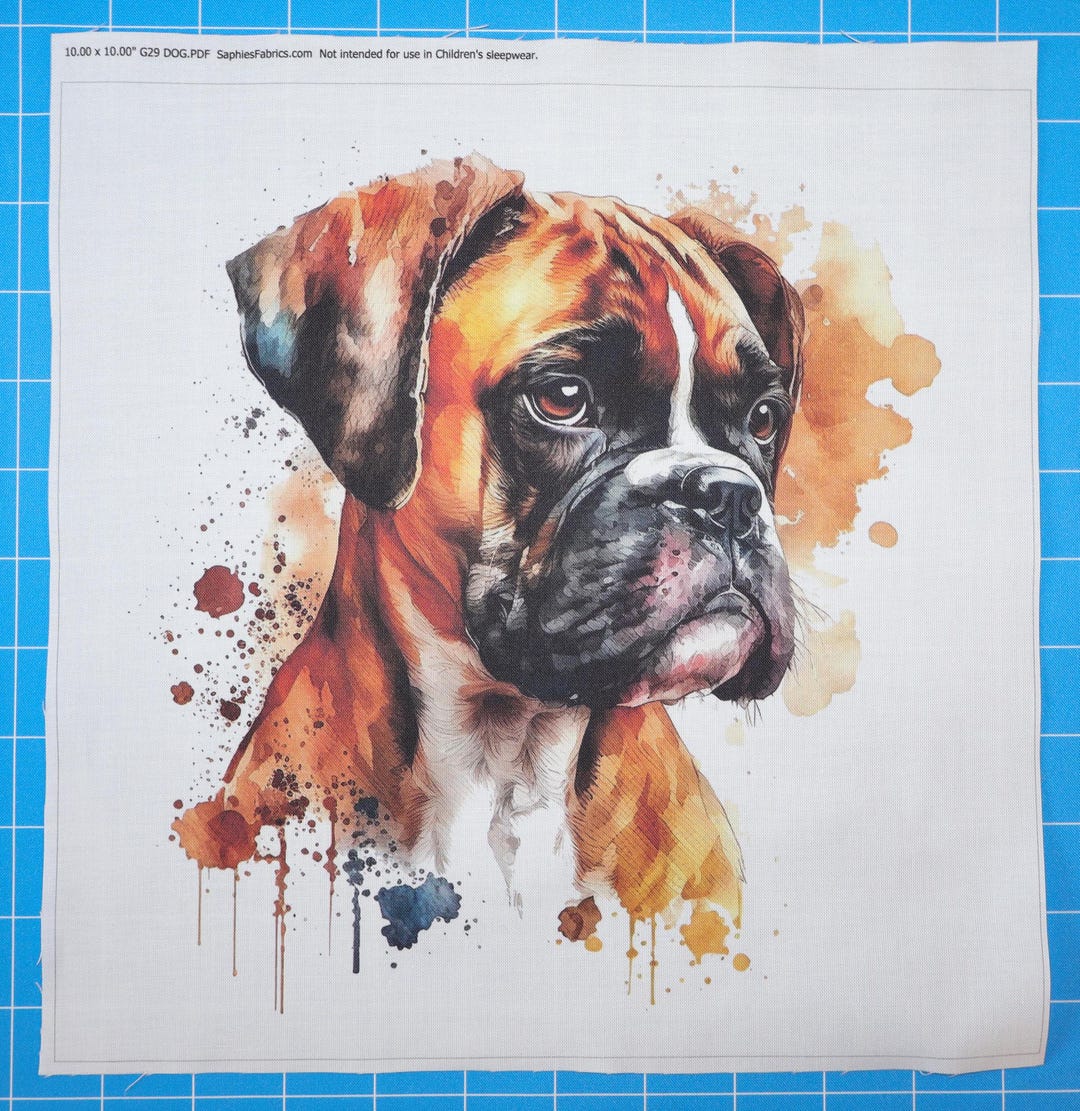 Boxer 100% Cotton Fabric Panel Block | Small Sewing Quilting Square G29 ...