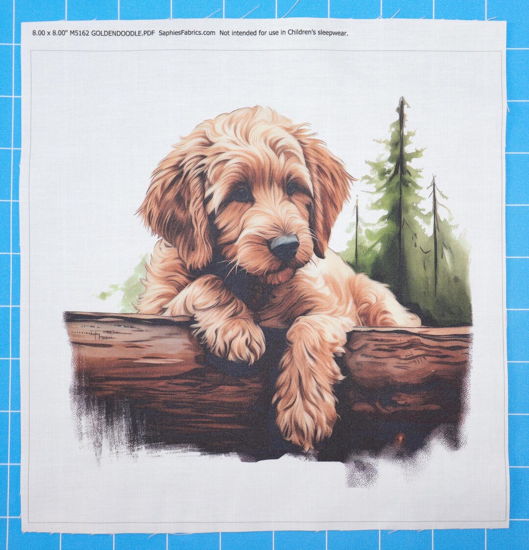 Goldendoodle 100% Cotton Fabric Panel Block | Small Sewing Quilting ...