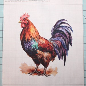 Rooster 100% Cotton Fabric Panel Square Small Quilting Sewing Block ...